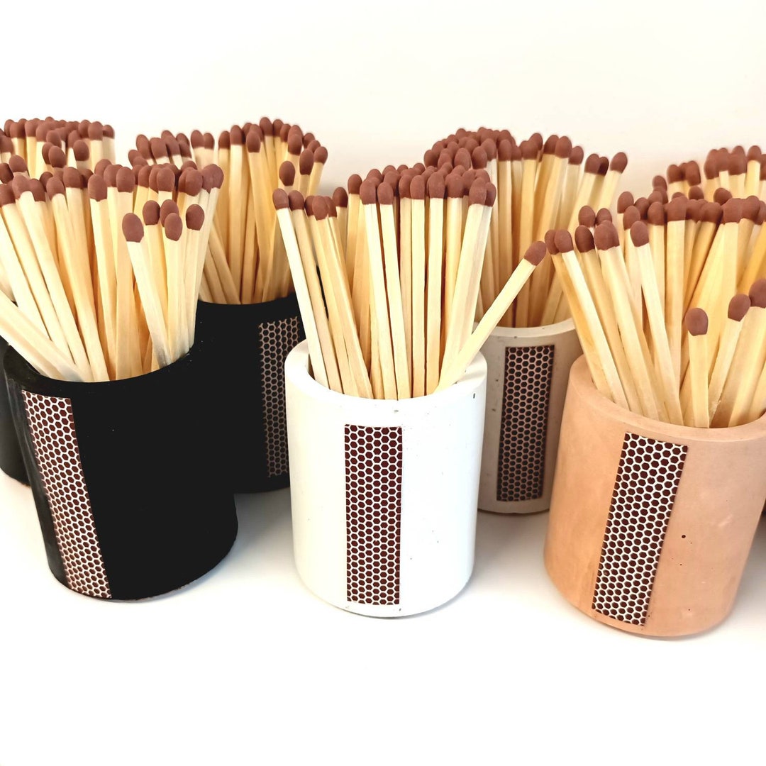 Tall Long Concrete Match Holder With Strike & Matches white - Etsy