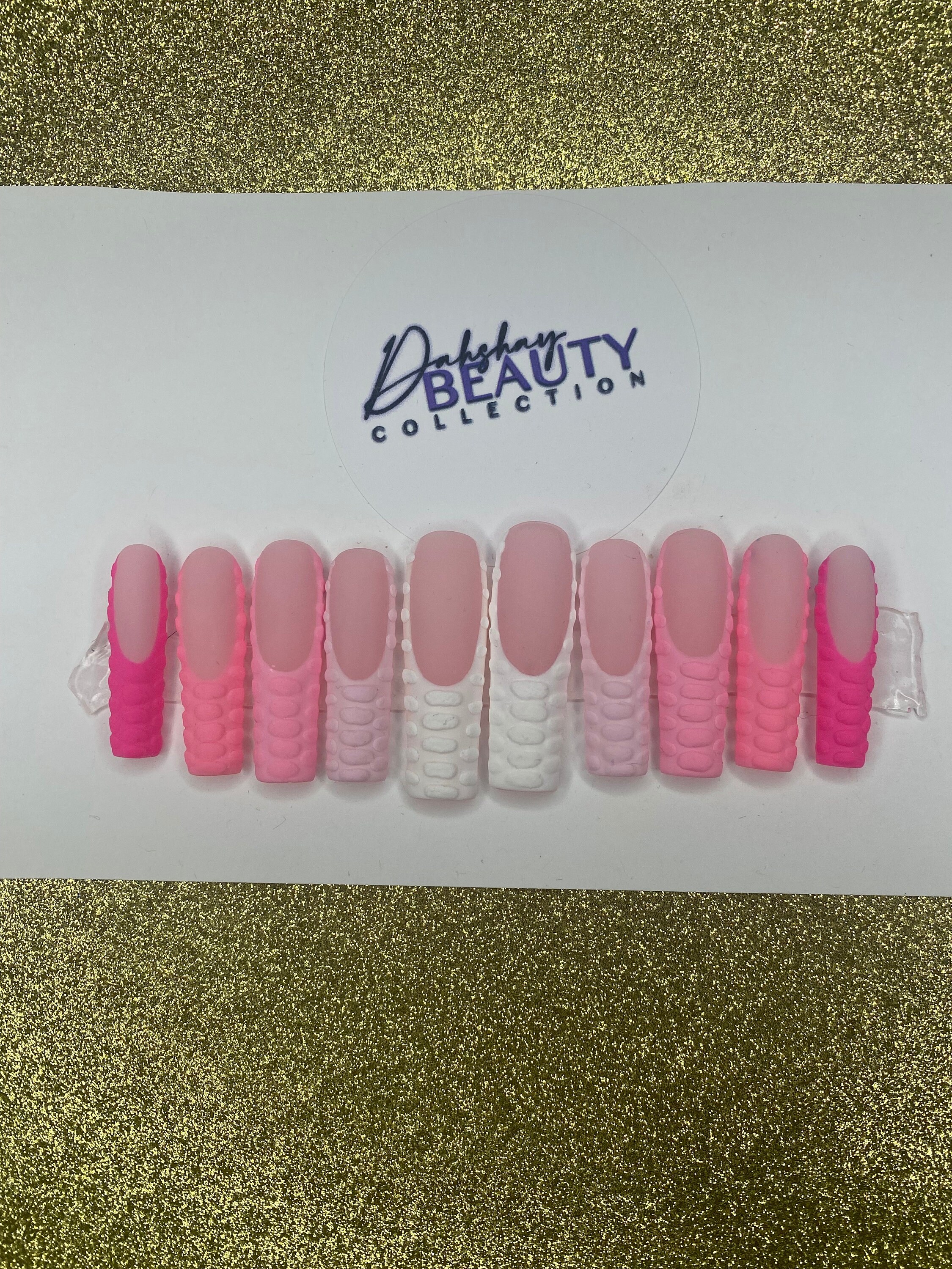 50 Shades of Pink Press on Nail Set Spring Press on Nails French Tip ...