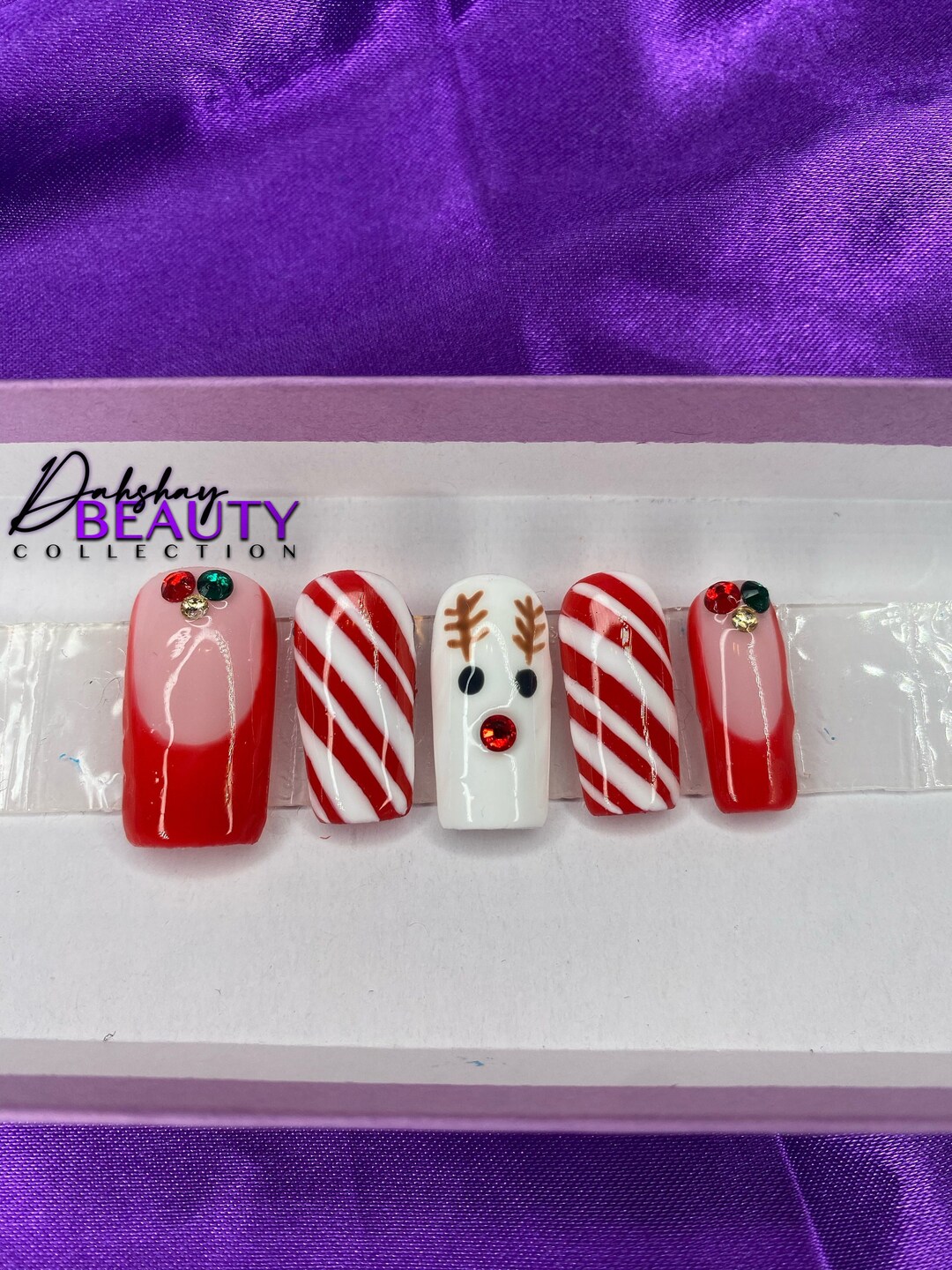 Run Rudolph Press on Nail Holiday Nails Luxury Press on Nails Christmas ...