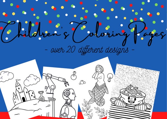20 Children's Coloring Book Pages | Etsy