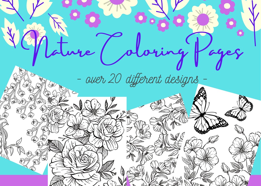 20+ Nature Themed Coloring Book Pages - Etsy