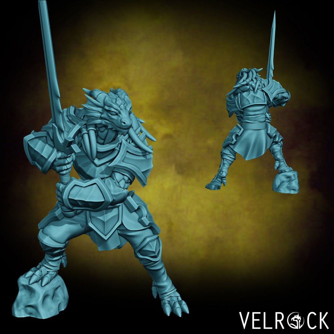 Dragonborn Warrior With Sword | Velrock | 3d Printed Resin Miniature ...