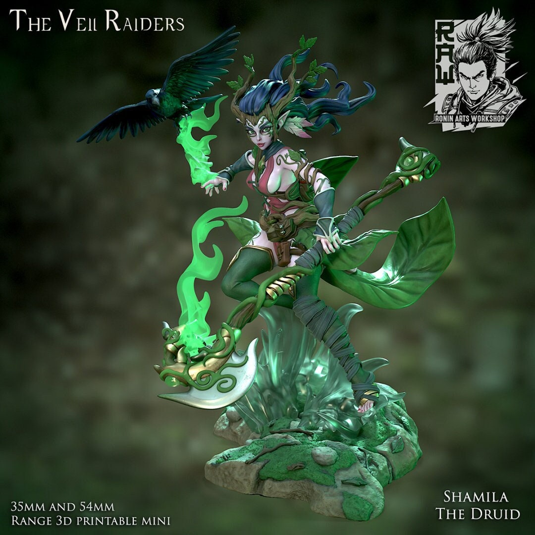 Shamila - Forest Elf Druid - 32mm, 54mm | Ronin Arts | 3d Printed Resin ...