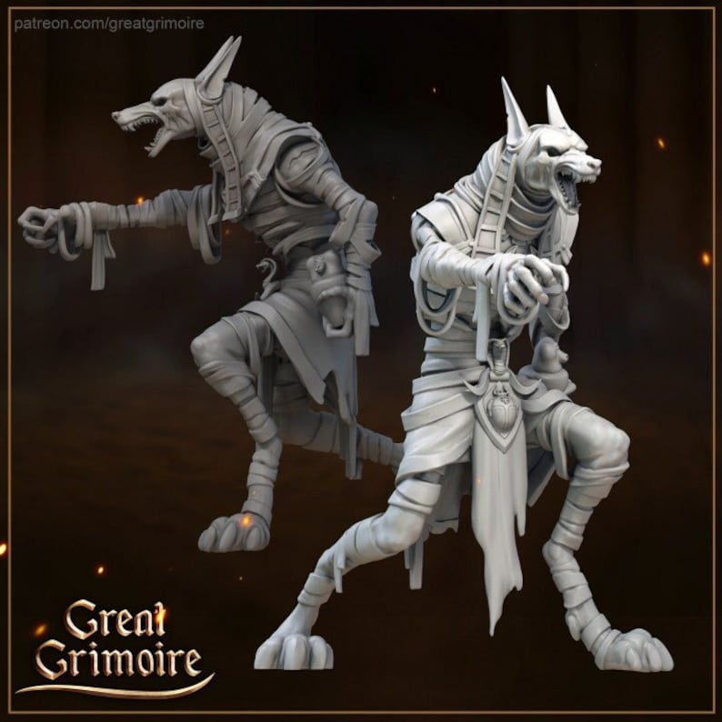 Undead Anubis Great Grimoire 3d Printed Resin Miniature - Etsy