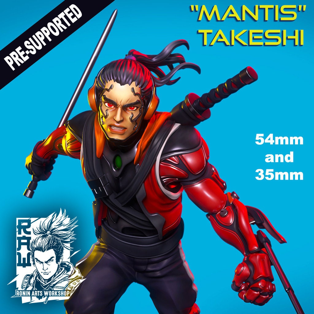 Mantis Takeshi Ronin Arts 3d Printed Resin Miniature - Etsy