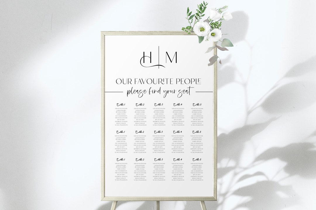 Editable Elegant Seating Chart Template, Our Favorite People Seating ...
