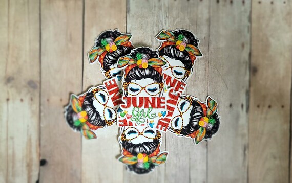 June Girl Sticker Messy Bun Sticker Laptop Sticker Water - Etsy