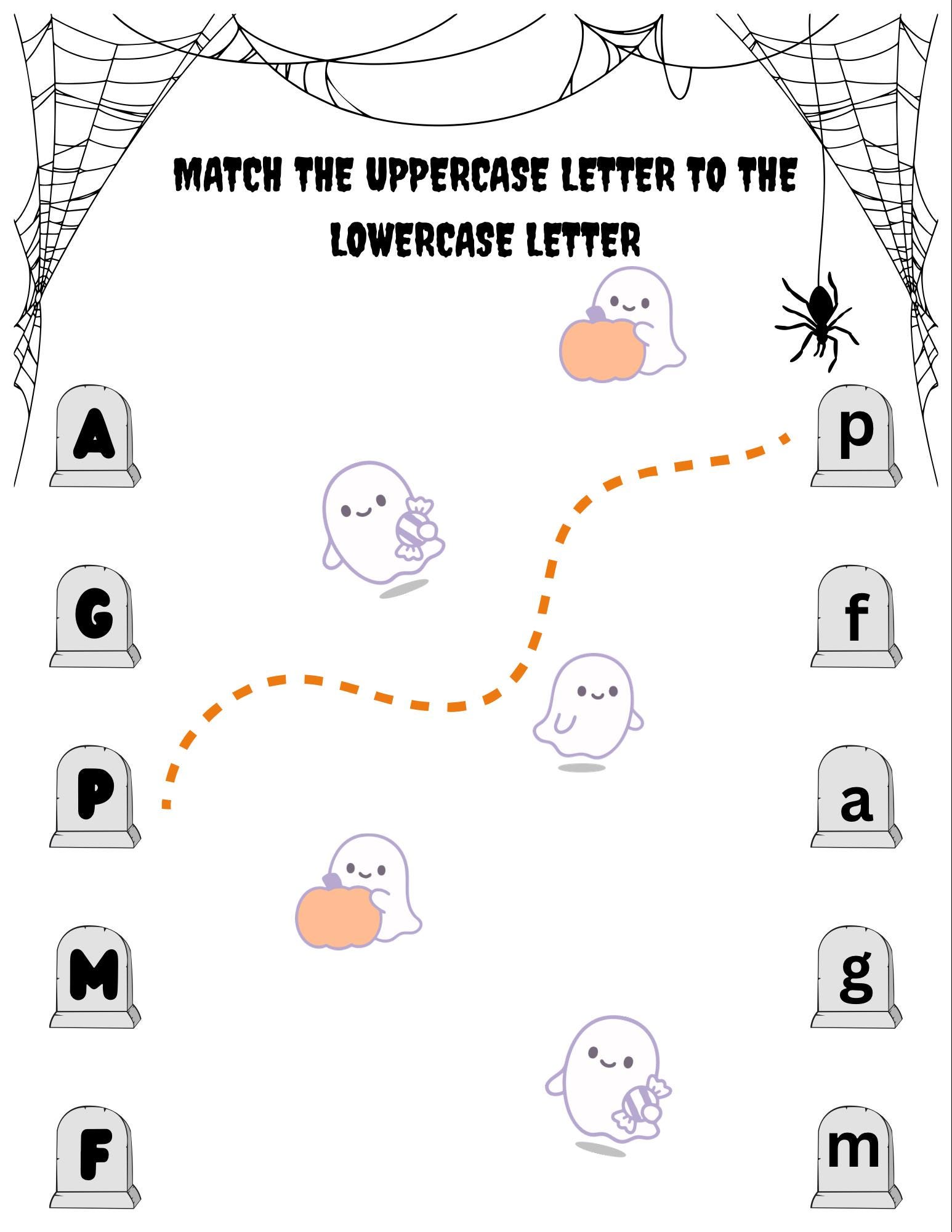 Spooky Match the Letter Worksheet - Etsy