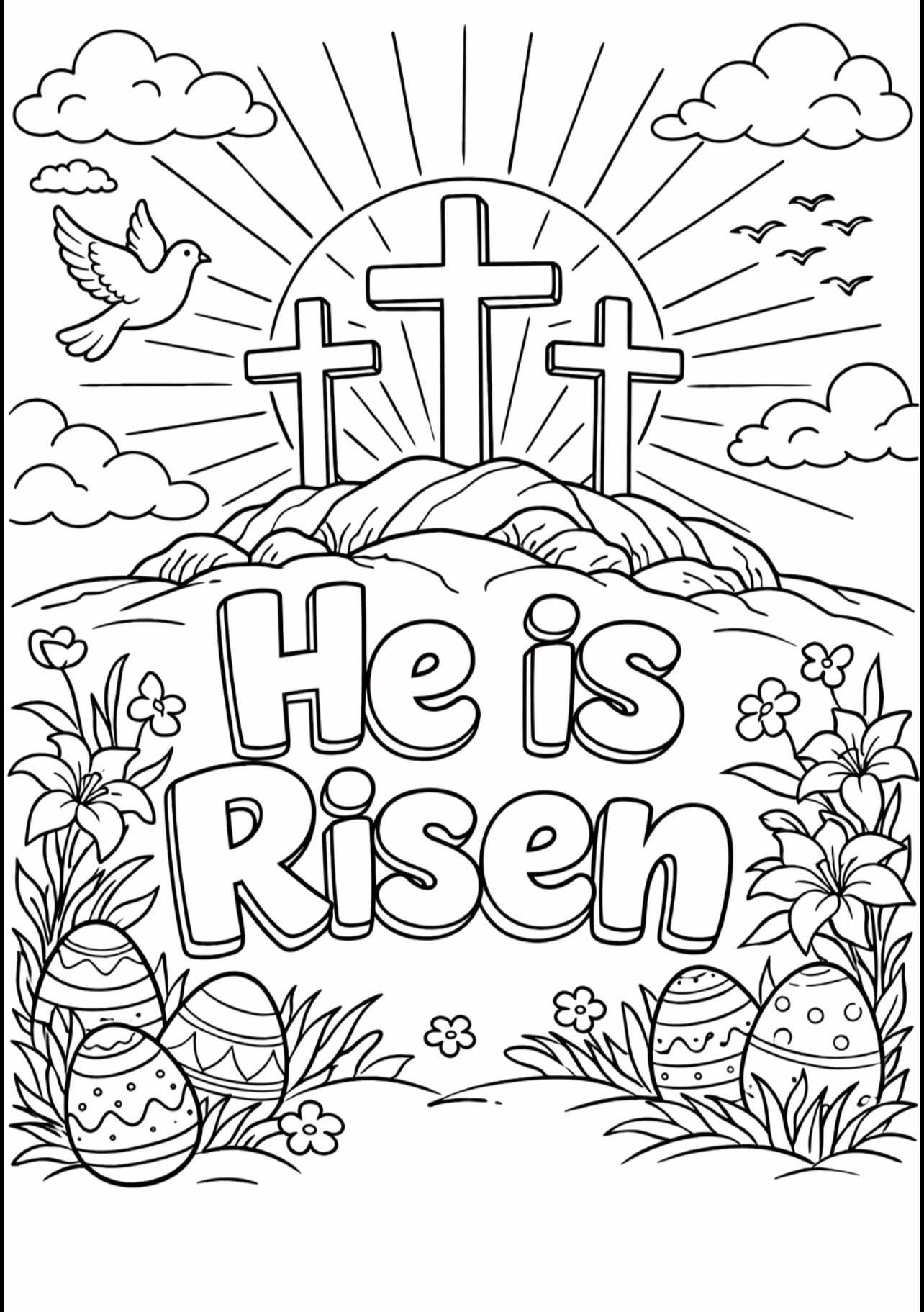 Easter He is Risen Coloring Page - Etsy Canada