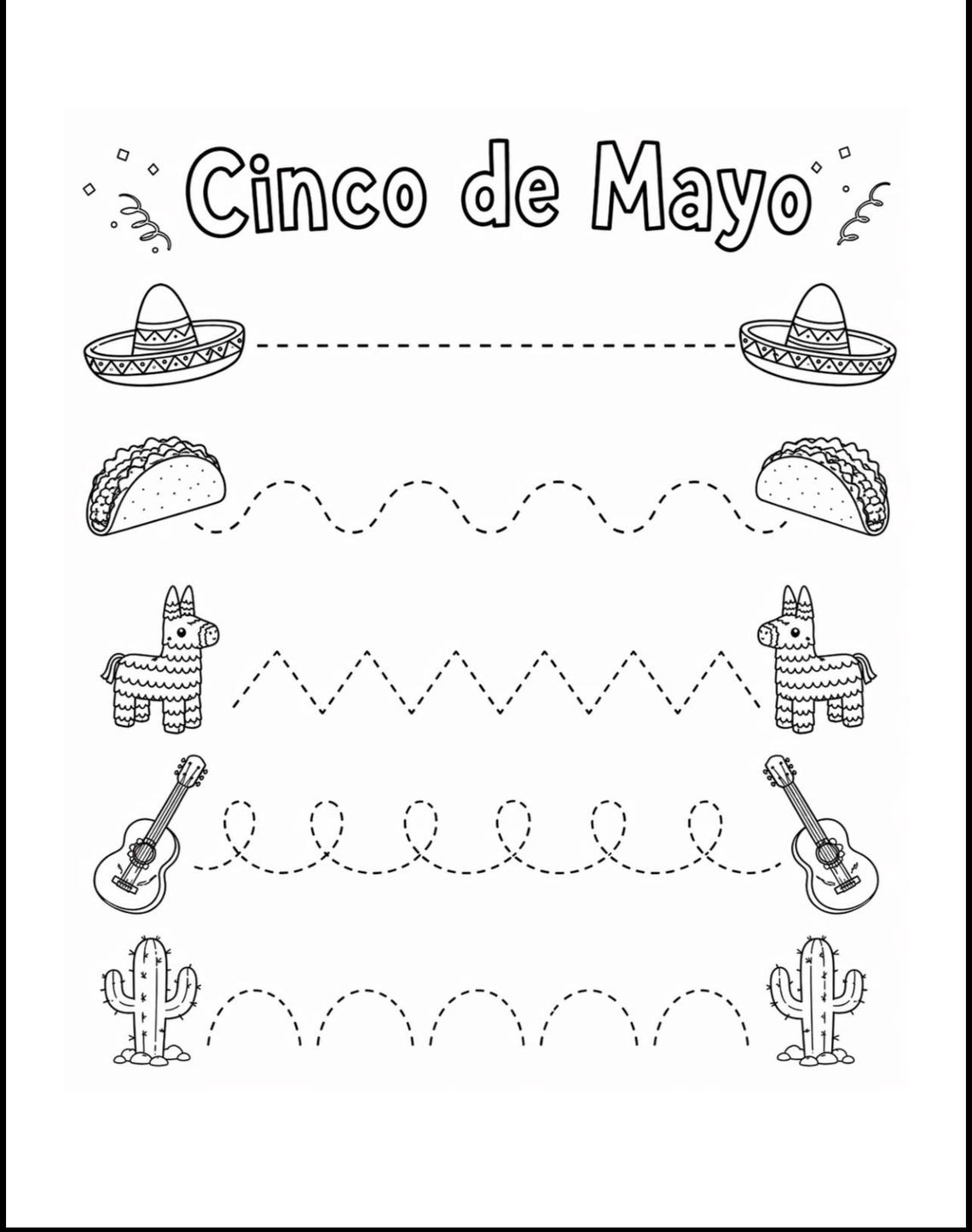 Cinco De Mayo Line Tracing Activity - Etsy
