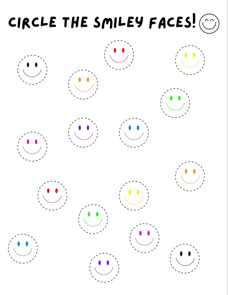 Circle the Smileys Worksheet - Etsy