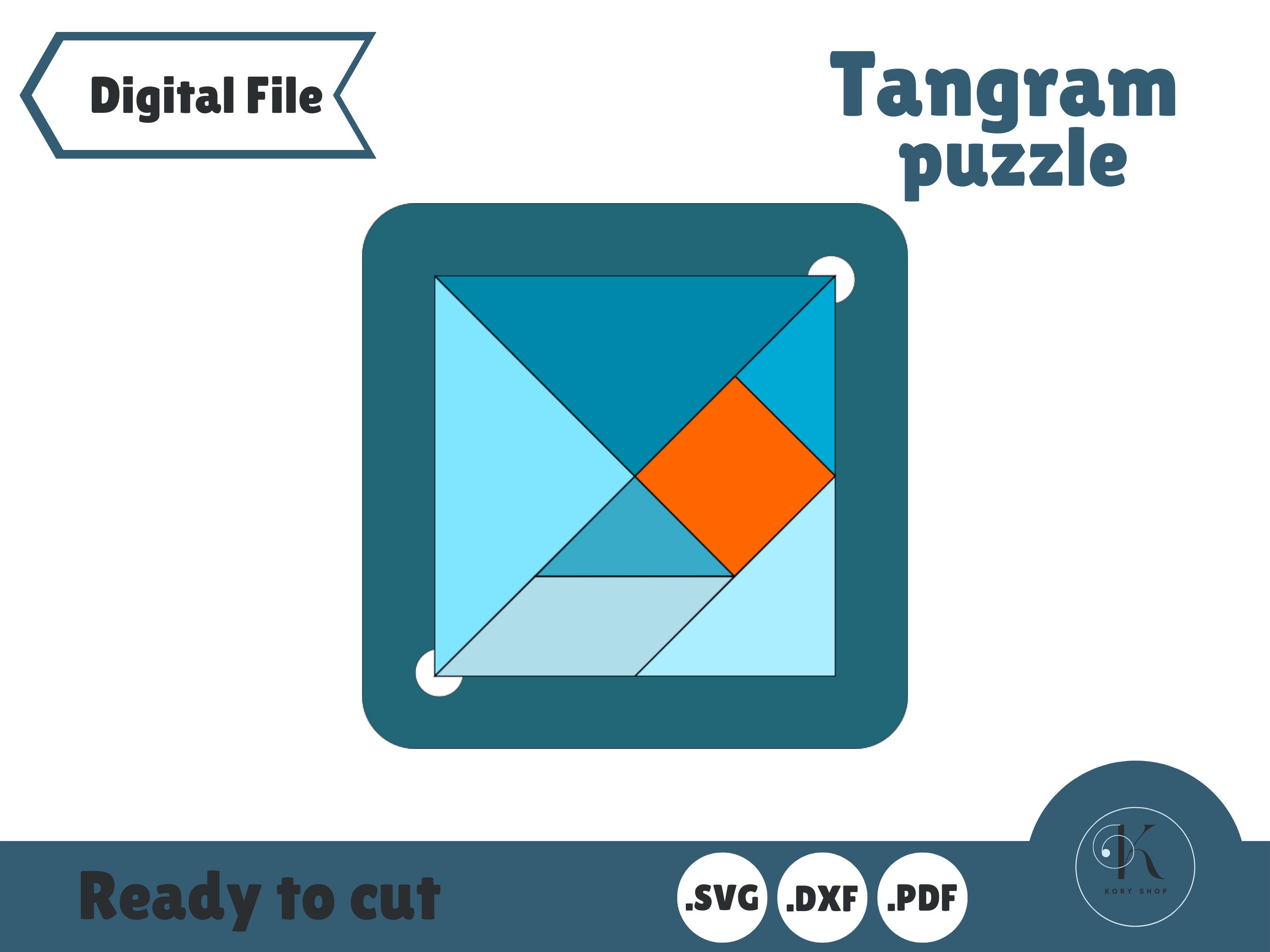 Tangram Puzzle, Laser Cut File SVG, Geometric Wooden Puzzle ...