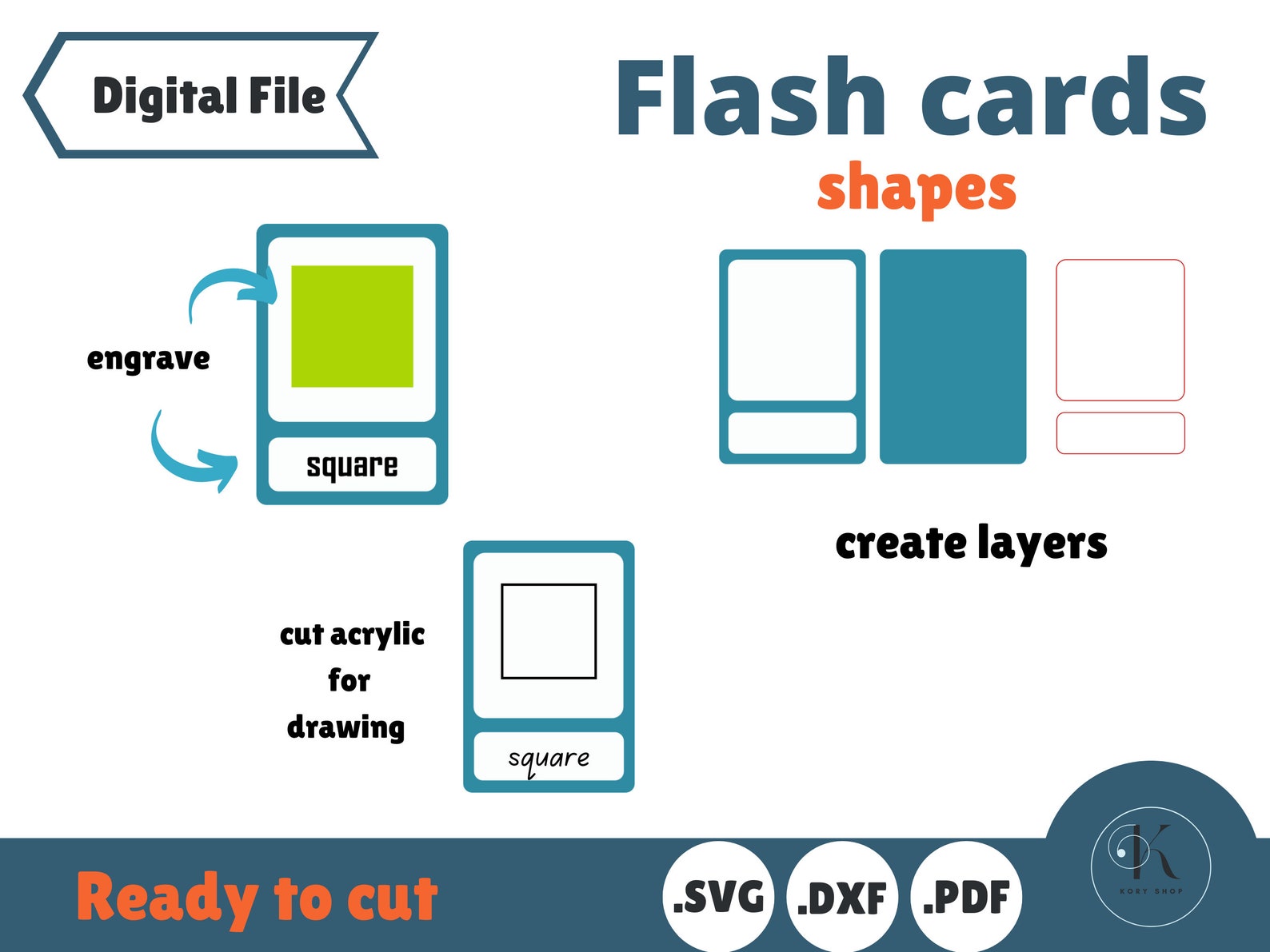 Flash Cards With Shapes, SVG File, Ready for Cut 18 Shapes 3 Stiles ...
