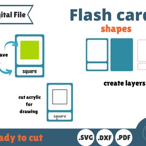 Flash Cards With Shapes, SVG File, Ready for Cut 18 Shapes 3 Stiles ...