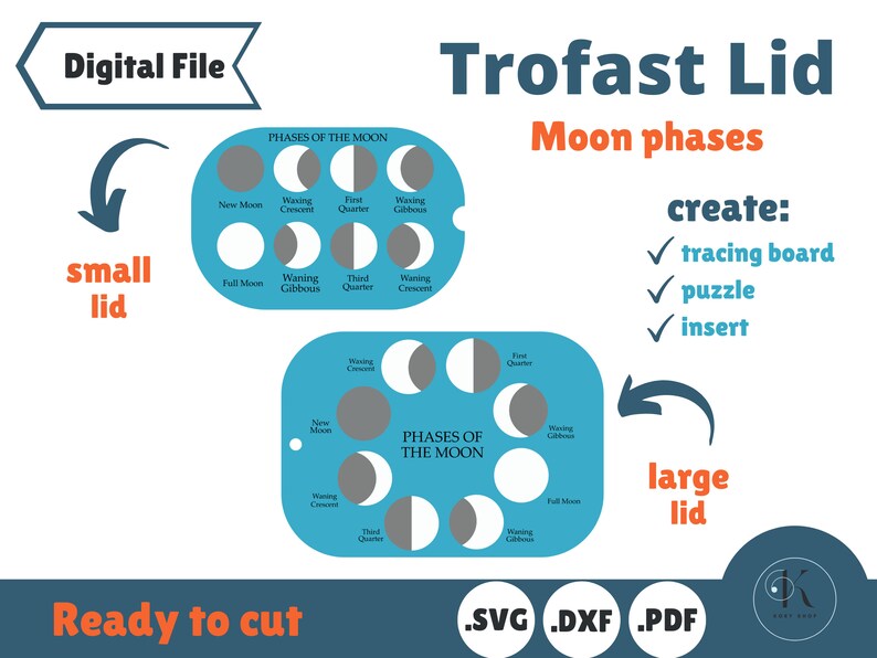 Moon Phases for Trofast Bin SVG File, Sensory Play, Montessori Activity ...