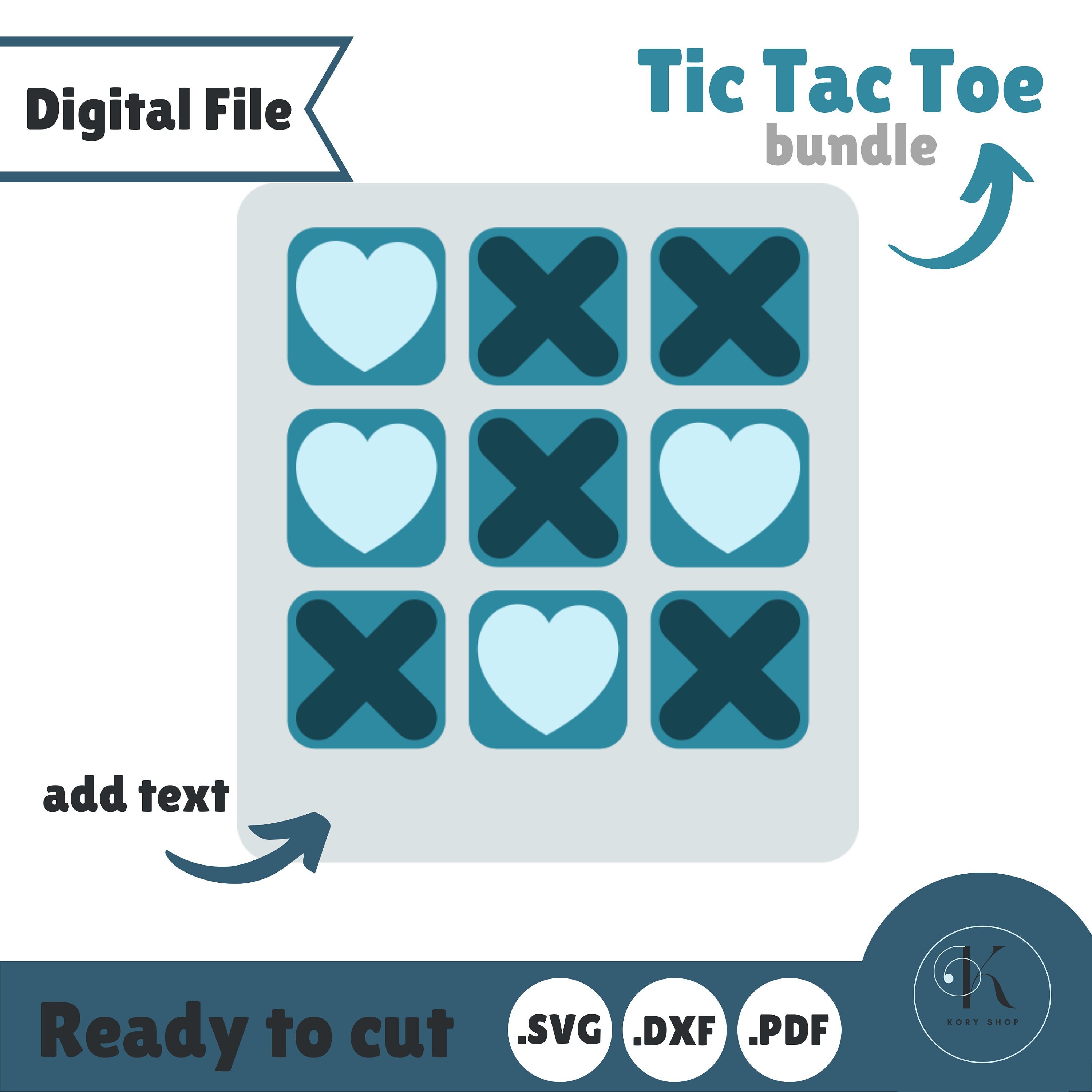 Tic Tac Toe Board Game Bundle, Laser Cut Files SVG/PDF/DXF Vector Plans ...