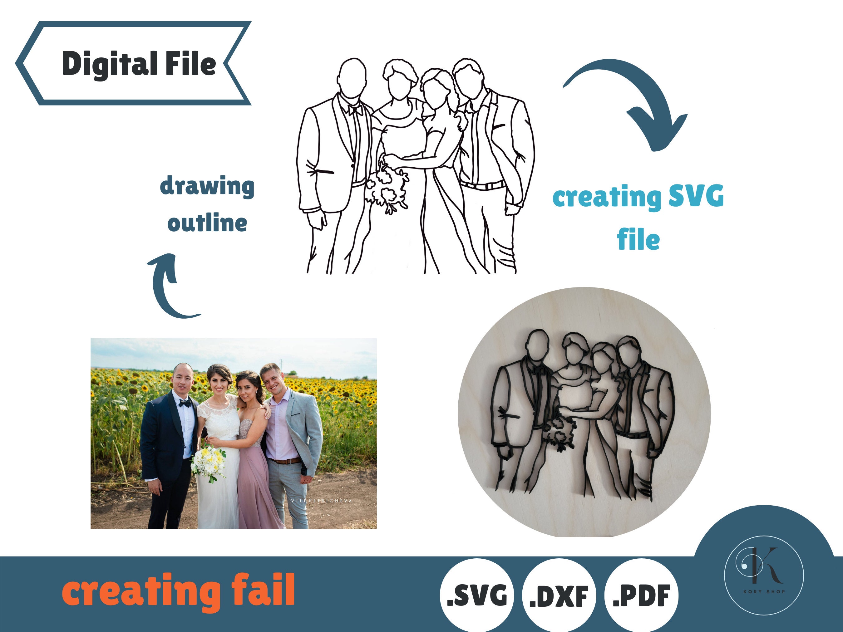 Custom Drawing Line Art, SVG File Ready for Engraved, Personalization ...