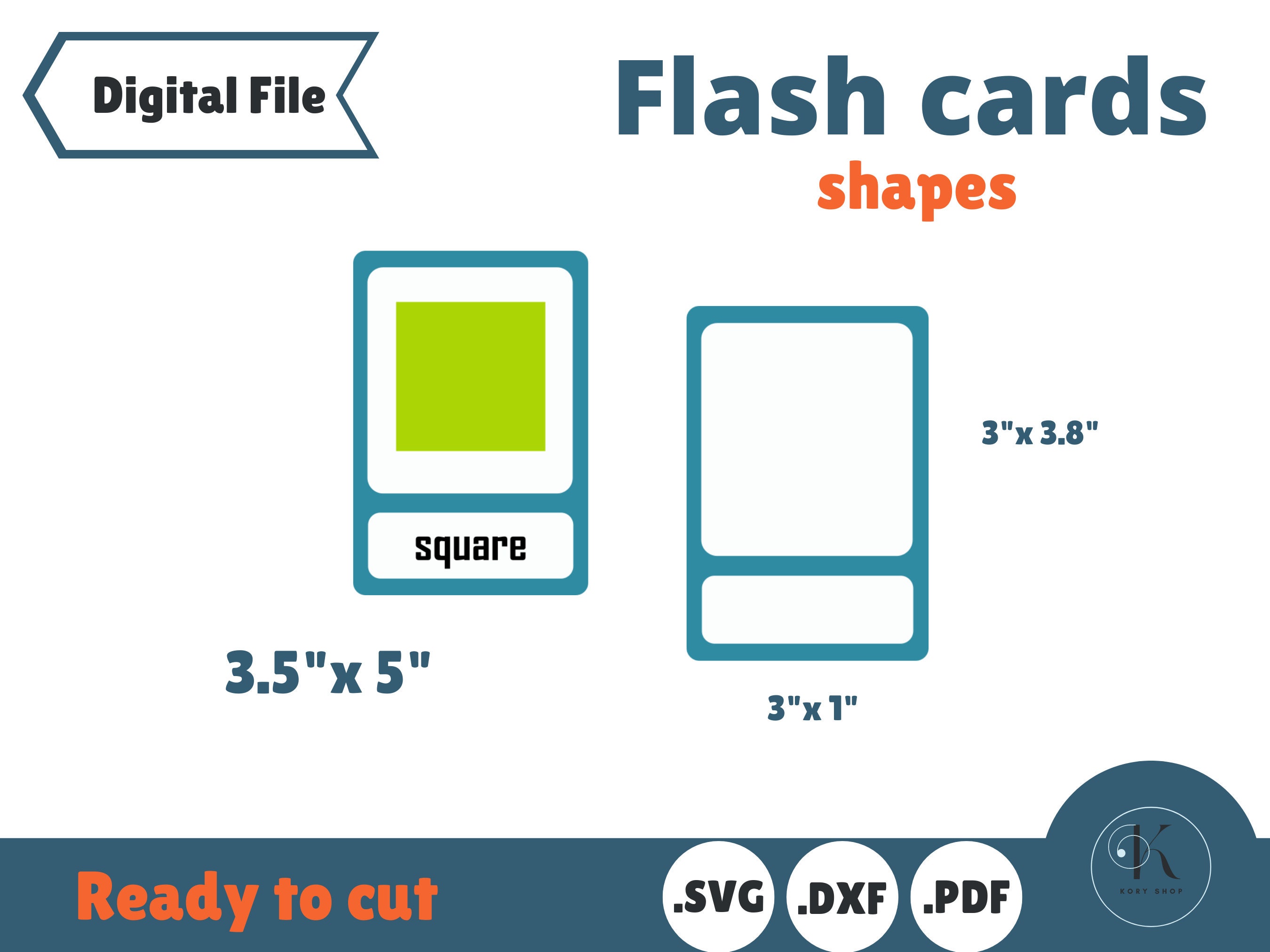 Flash Cards With Shapes, SVG File, Ready for Cut 18 Shapes 3 Stiles ...