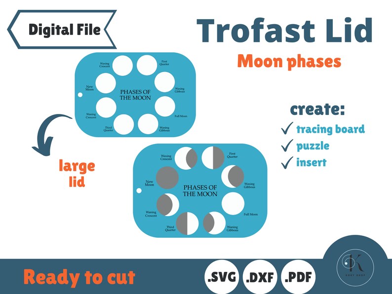Moon Phases for Trofast Bin SVG File, Sensory Play, Montessori Activity ...
