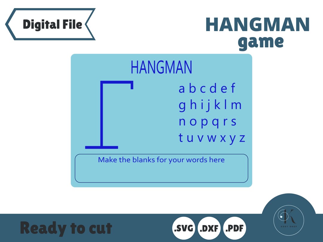 Hangman Game, Acrylic Sign, Laser Cut Files SVG, Ready to Play File for ...