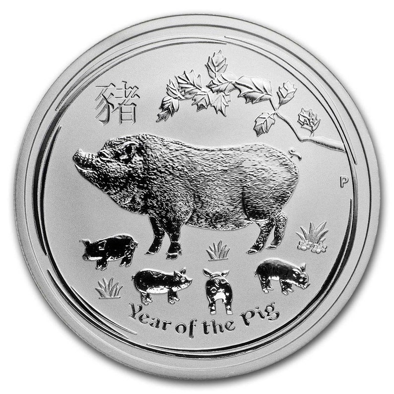 0.5 Oz .9999 Fine Silver Bullion Australia Year of the Pig Coin 2019 BU ...