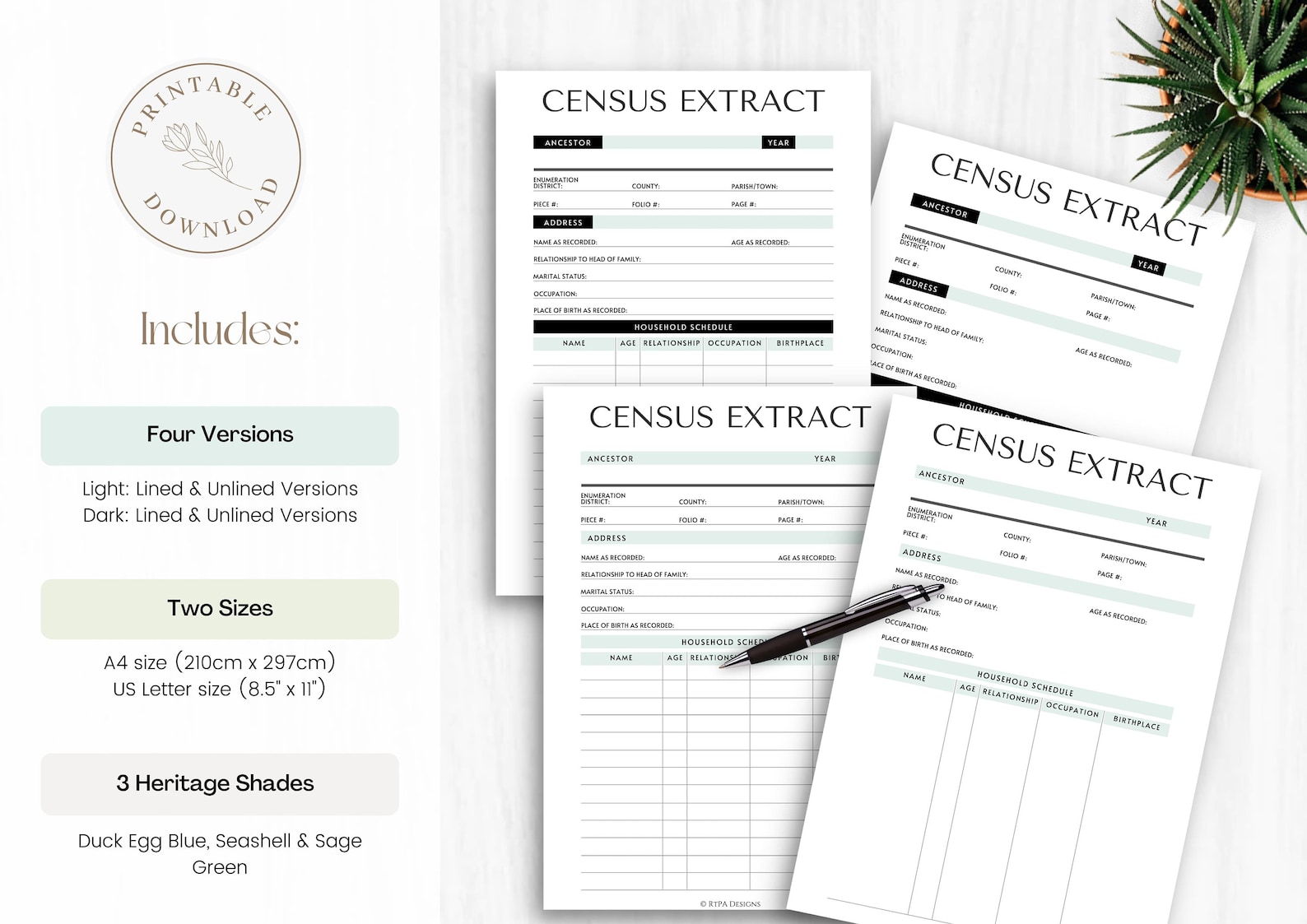 Census Extract Worksheet | Family History | Genealogy | Worksheets - Etsy