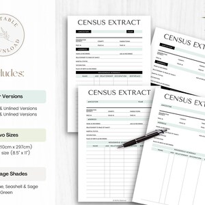 Census Extract Worksheet | Family History | Genealogy | Worksheets - Etsy
