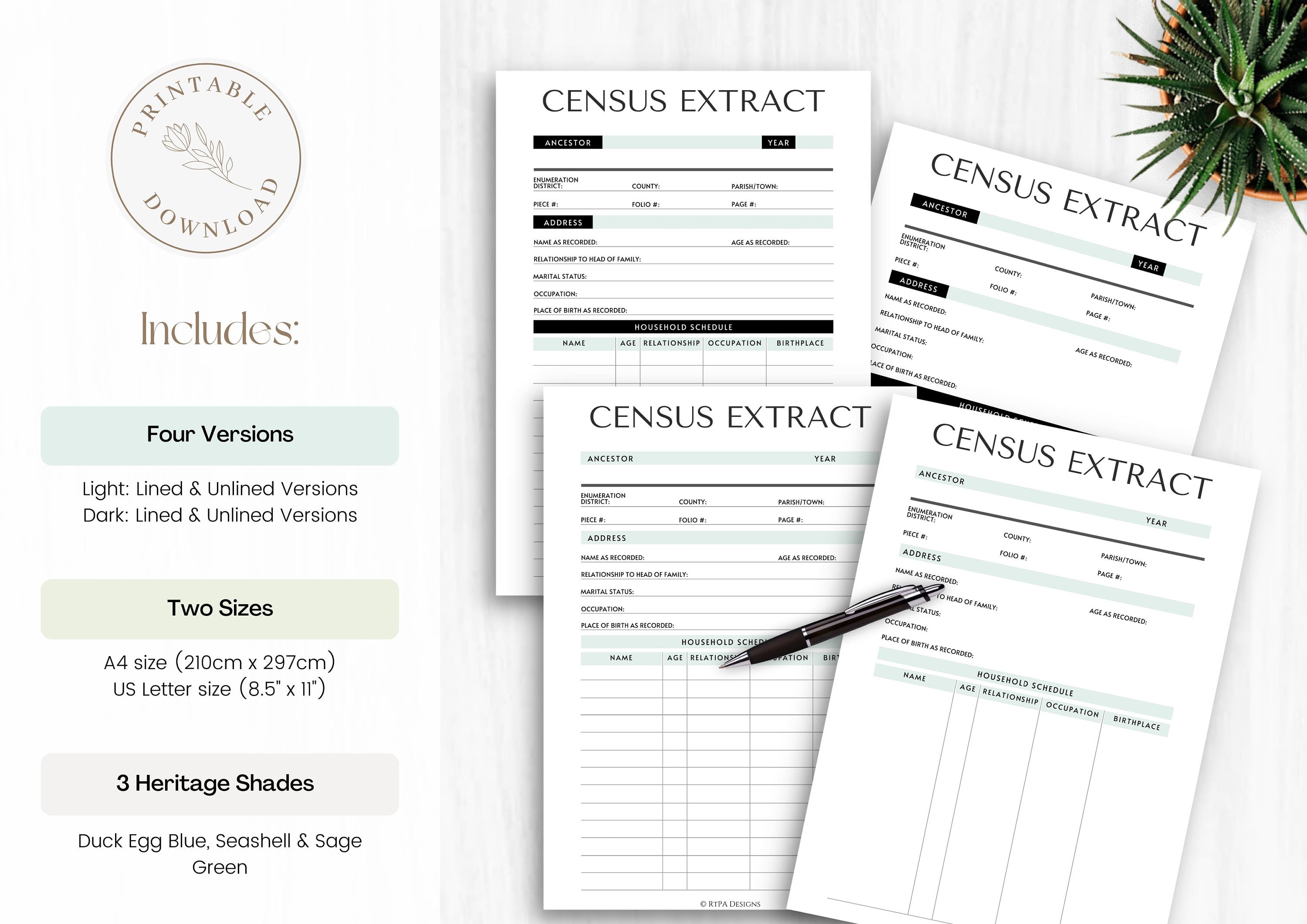Census Extract Worksheet | Family History | Genealogy | Worksheets - Etsy