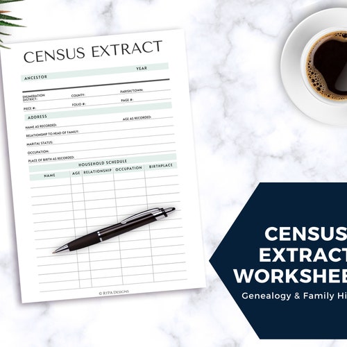 Census Extract Worksheet Family History Genealogy - Etsy