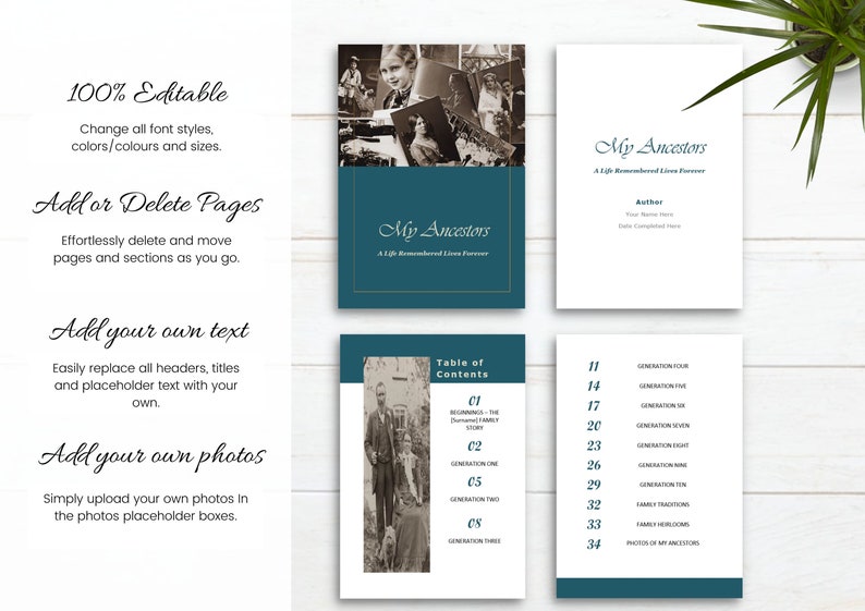 Our Ancestors Book Template | MS Word | Instant Printable Download ...