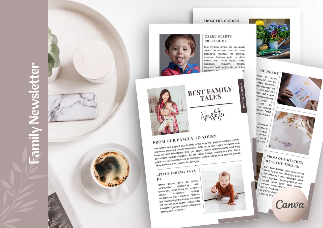 Family Newsletter Editable Template | Canva Template | iPad Mac PC ...