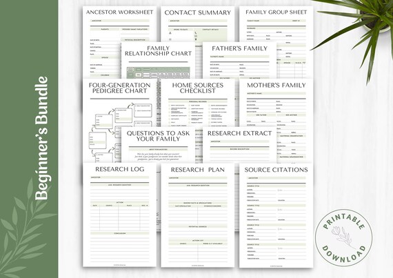Family History Beginner's Bundle Worksheets PDF - Etsy