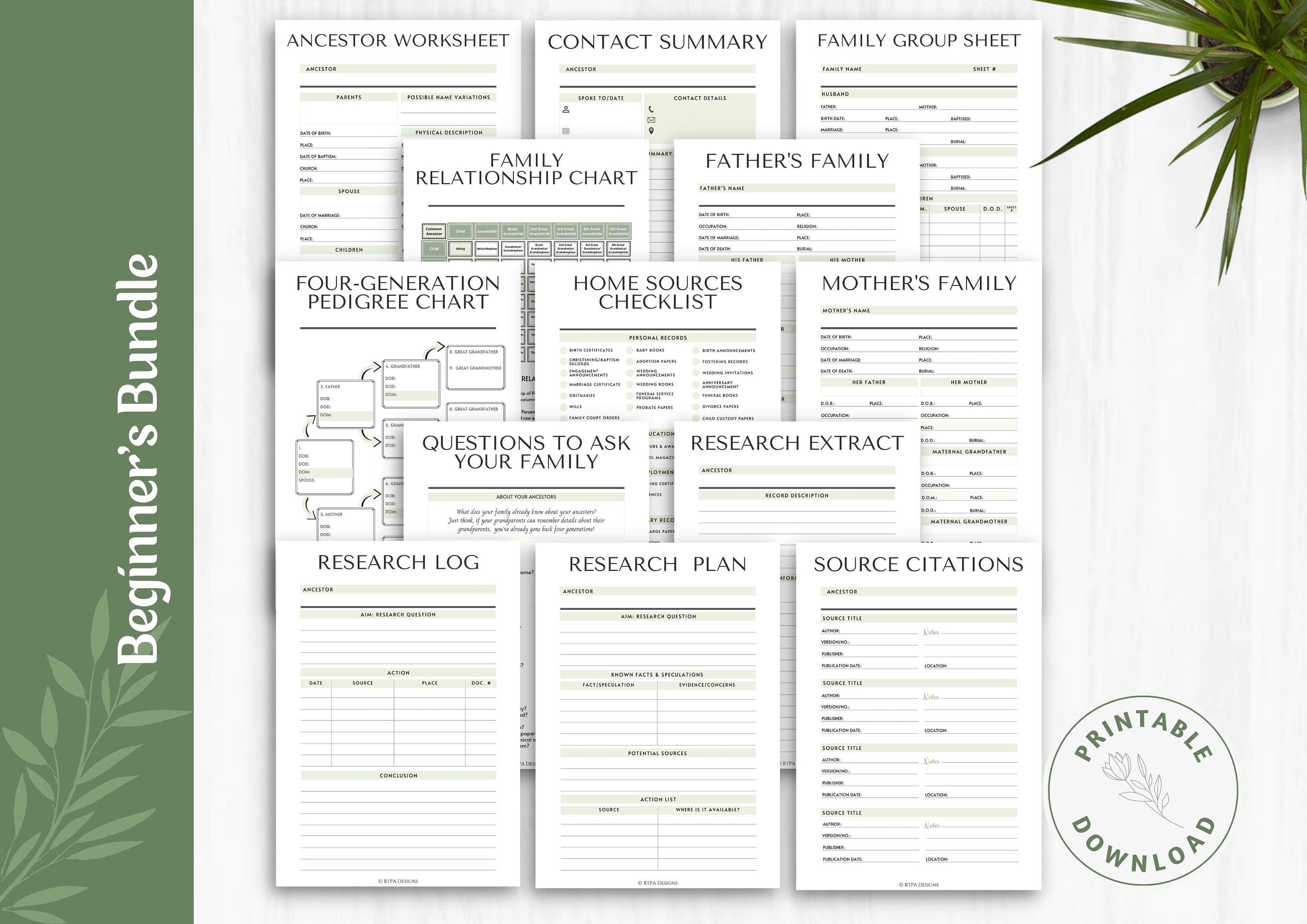 Family History Beginner's Bundle | Worksheets | PDF | Genealogy | Sage ...