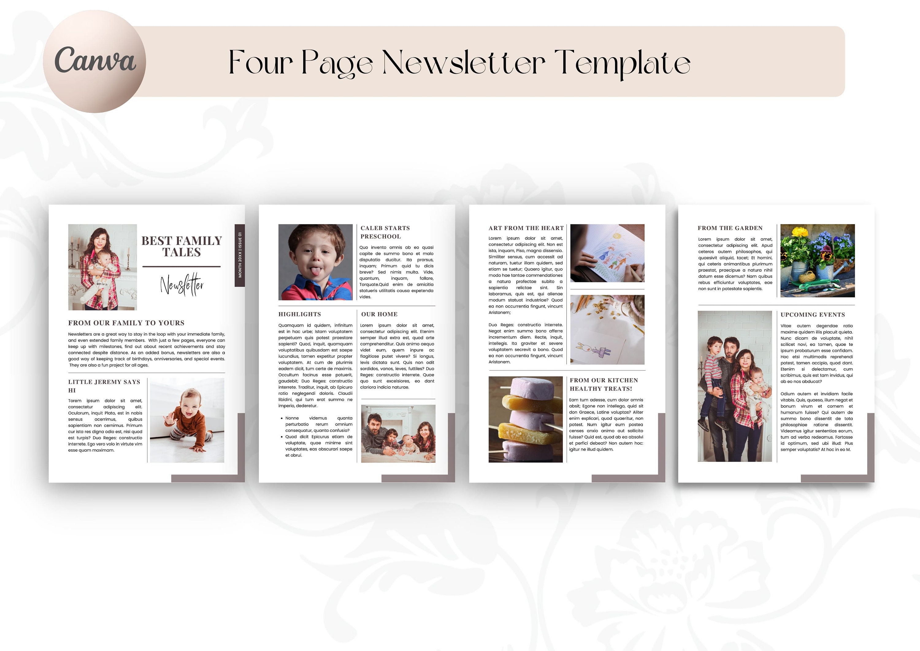 Family Newsletter Editable Template | Canva Template | iPad Mac PC ...