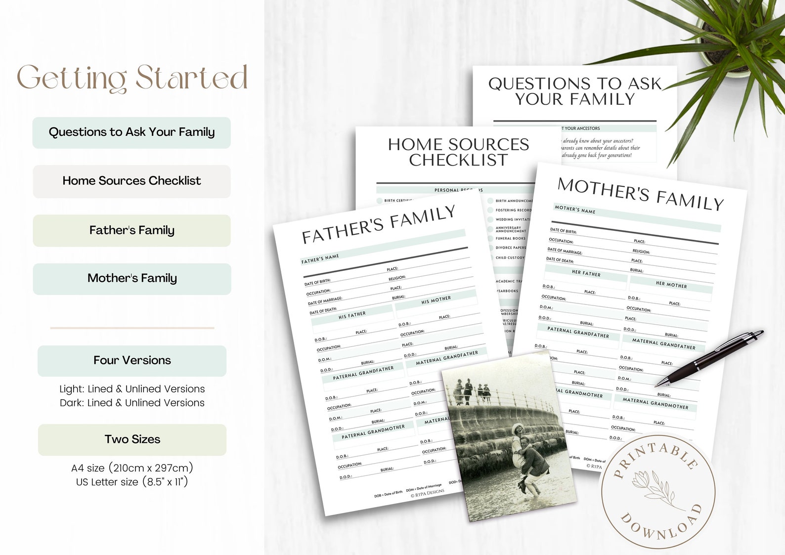 Family History Beginner's Bundle | Worksheets | PDF | Genealogy | Blue ...