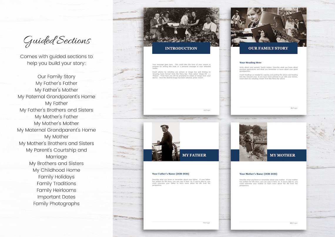 Our Family Book Template | MS Word | Instant Printable Download ...
