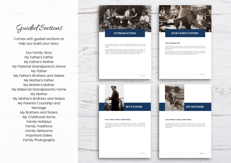 Our Family Book Template | MS Word | Instant Printable Download ...