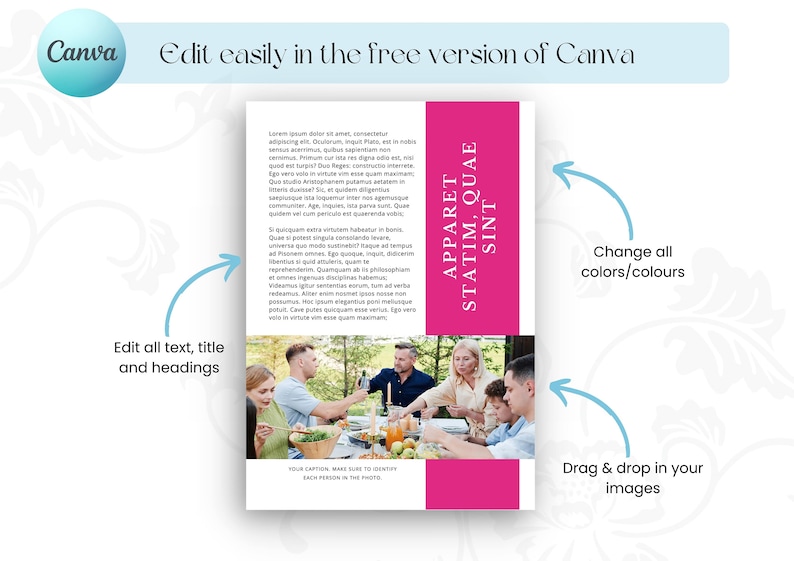 Family Reunion Booklet Editable Template | Canva Template | iPad Mac PC ...