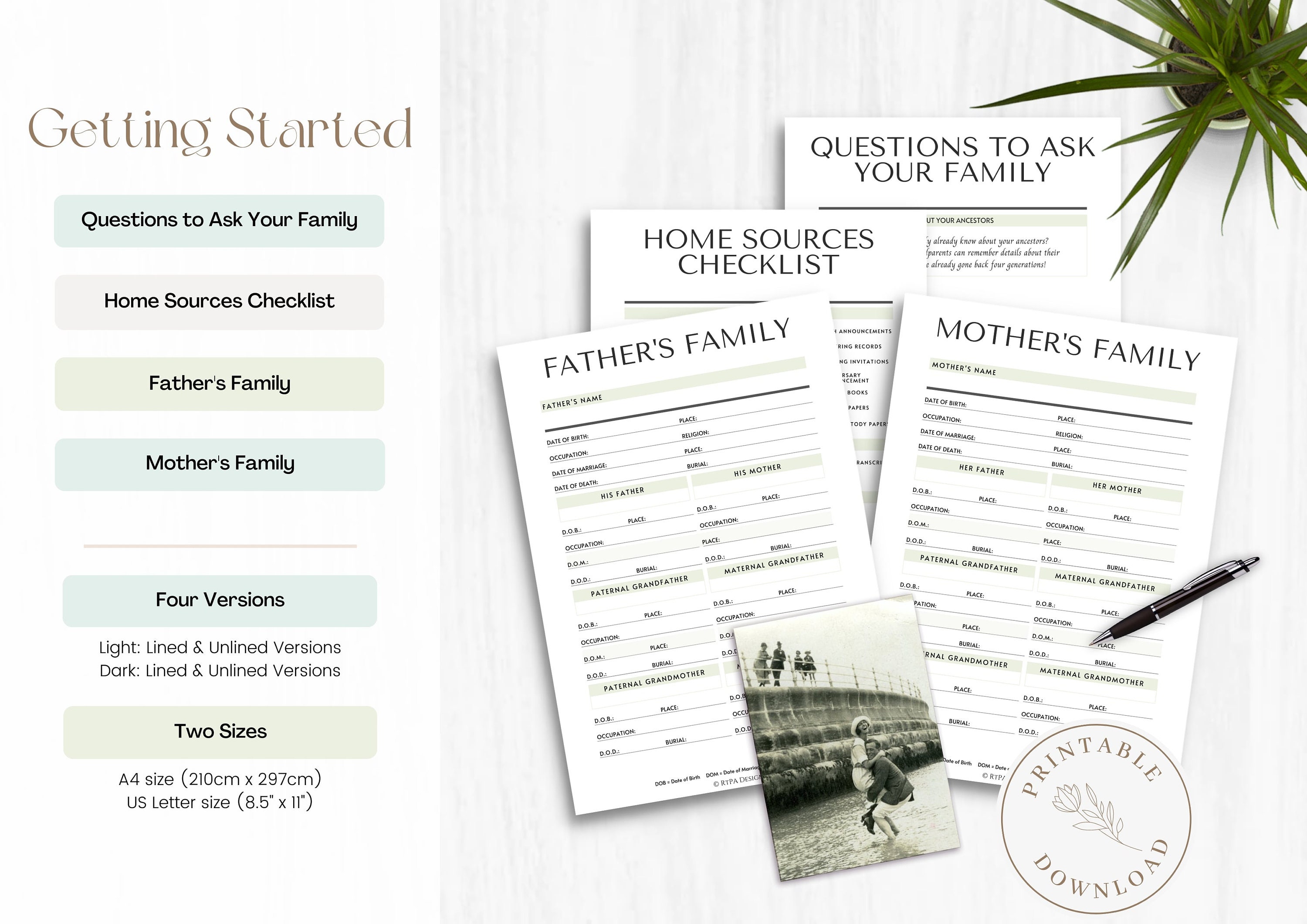 Family History Beginner's Bundle | Worksheets | PDF | Genealogy | Sage ...