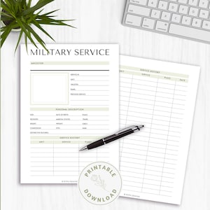 Military Service Worksheet | Family History | Genealogy | Worksheets - Etsy