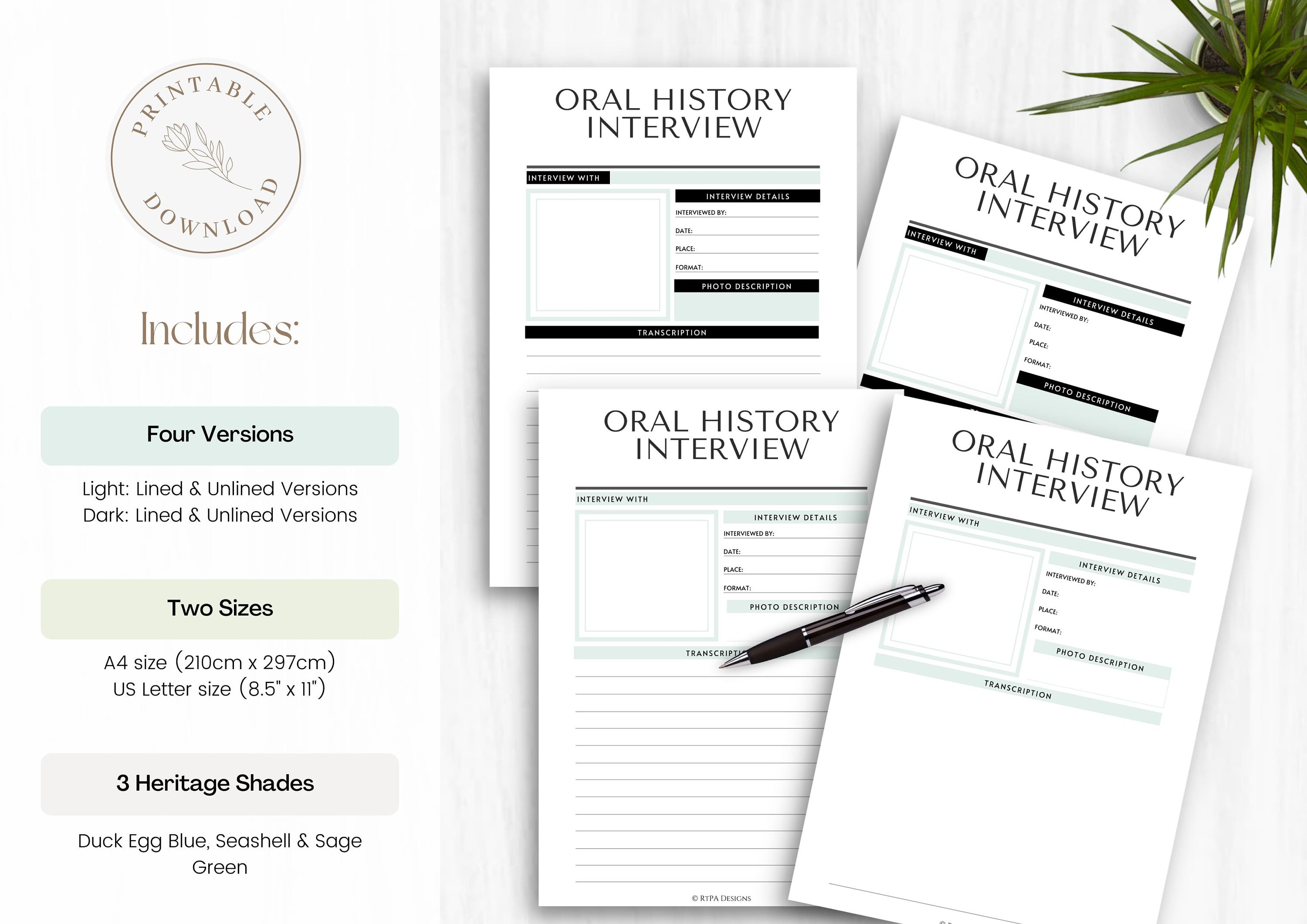 Oral History Interview Transcript Worksheets Family History Genealogy ...