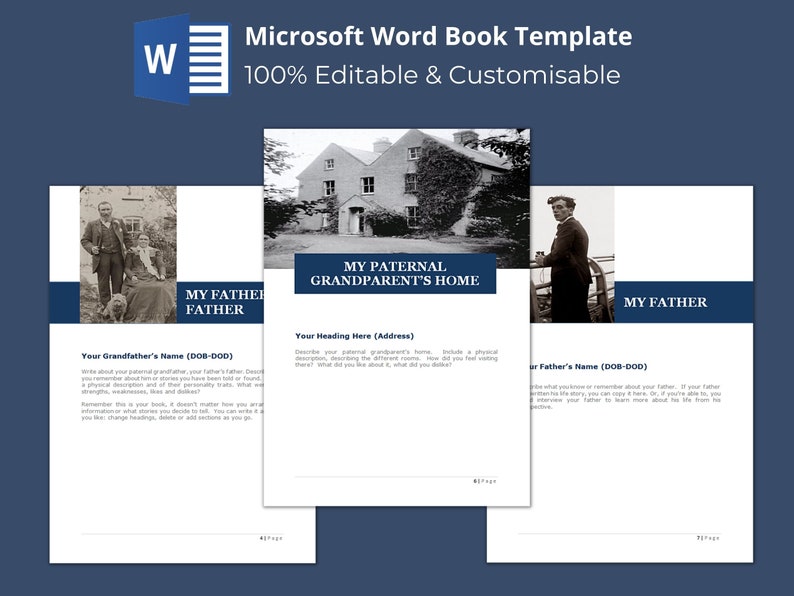 Our Family Book Template MS Word Instant Printable - Etsy
