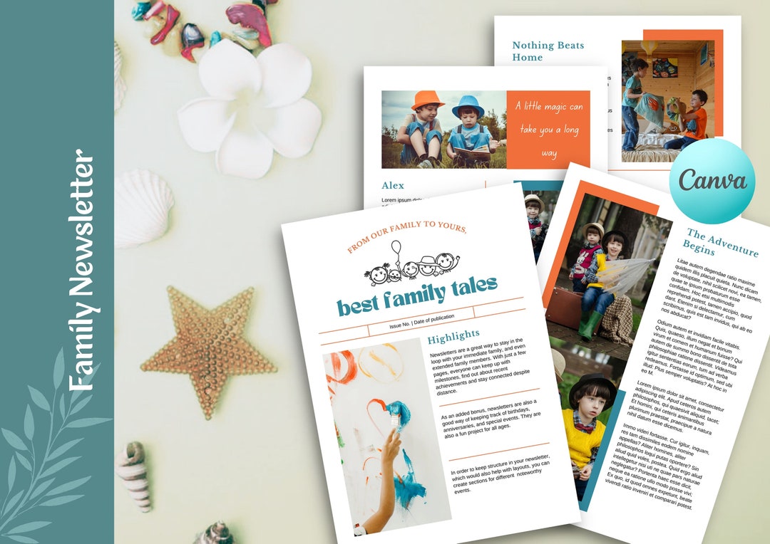 Modern Bright Family Newsletter Editable Template | Canva Template ...