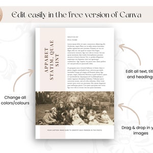 Family Reunion Booklet Editable Template | Canva Template | iPad Mac PC ...