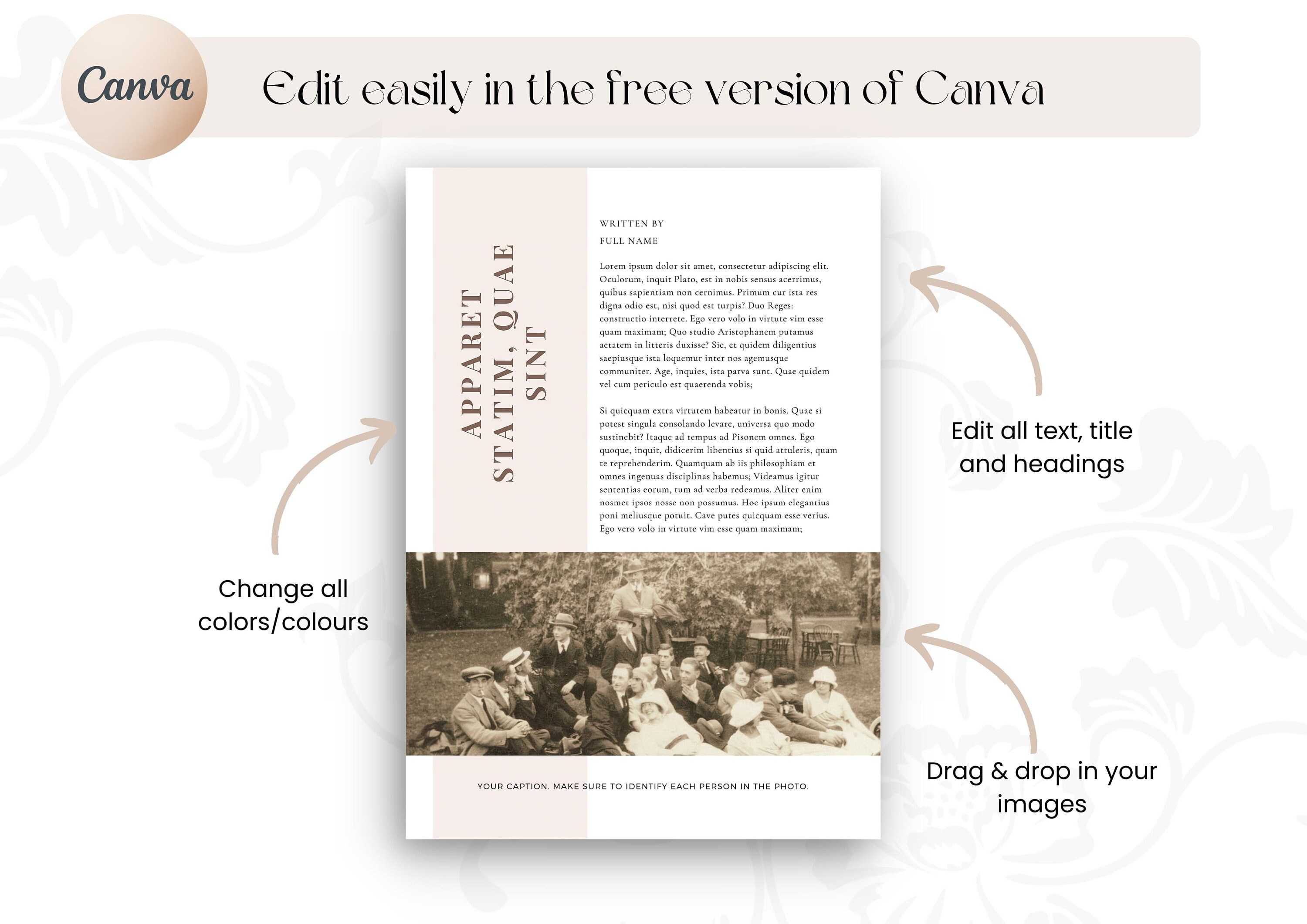 Family Reunion Booklet Editable Template | Canva Template | iPad Mac PC ...
