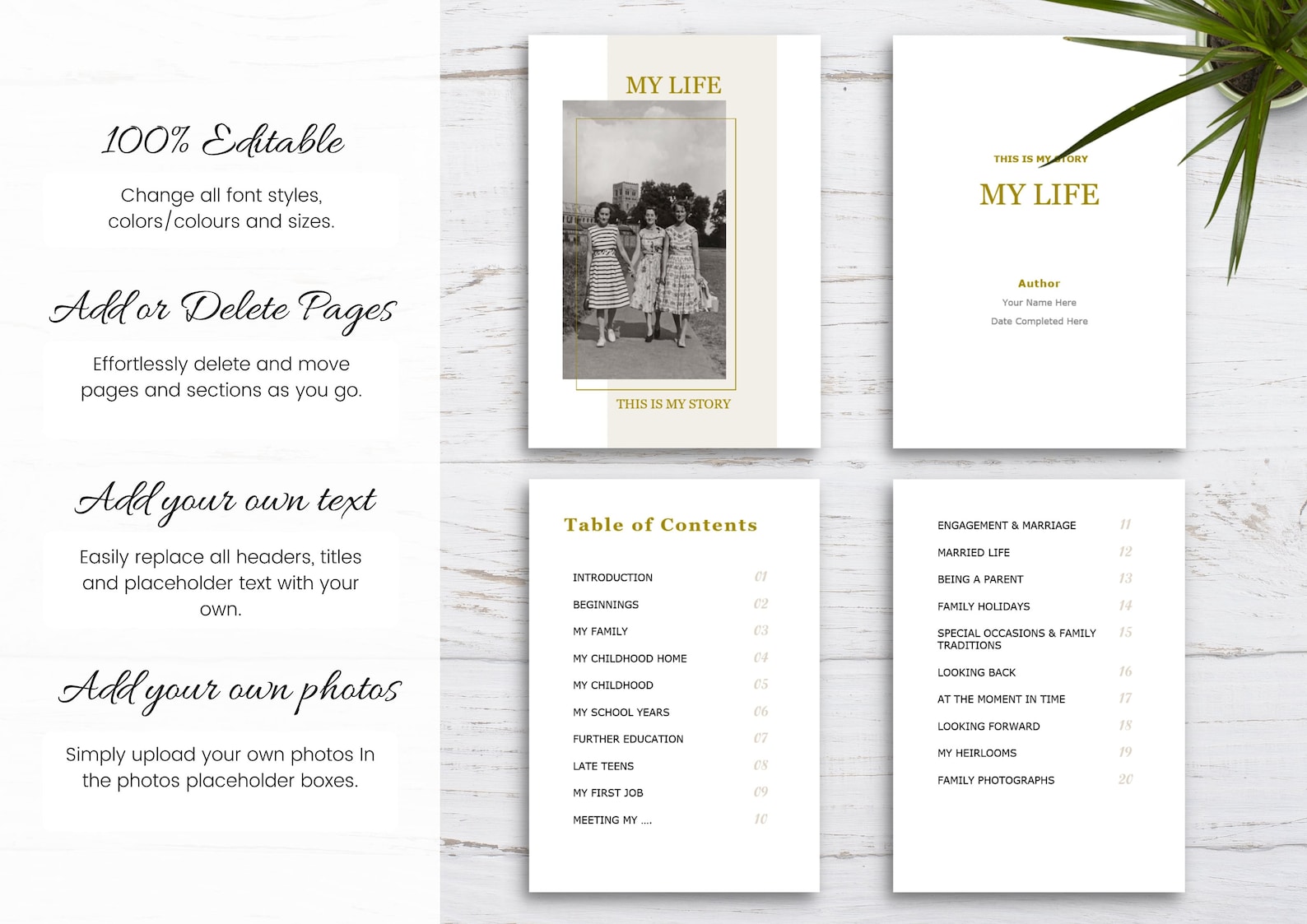 My Life Book Template | MS Word | Instant Printable Download | Simple ...