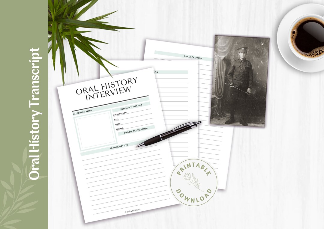 Oral History Interview Transcript Worksheets | Family History ...