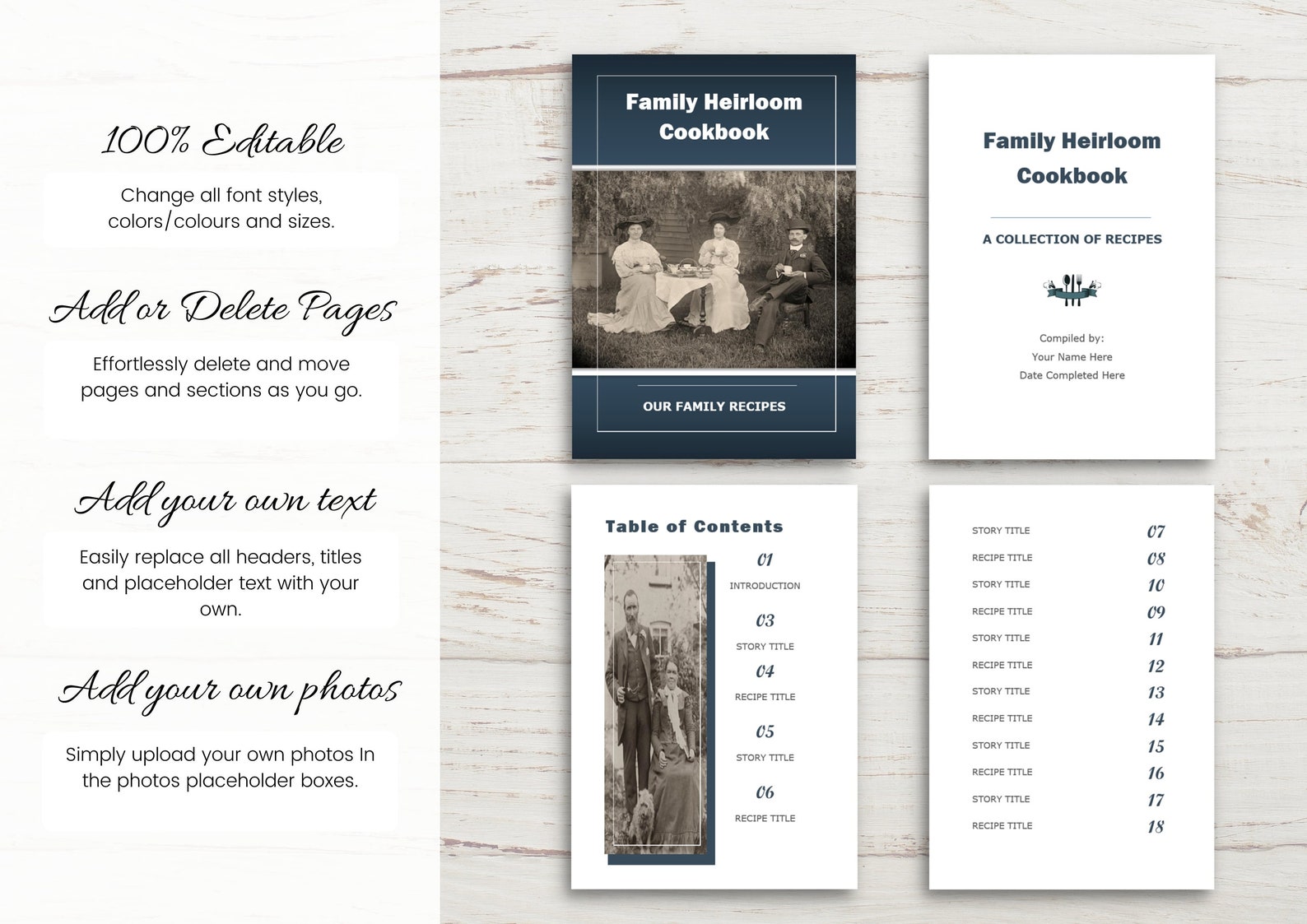 Family Heirloom Cookbook Template | MS Word Template | Cookbook ...