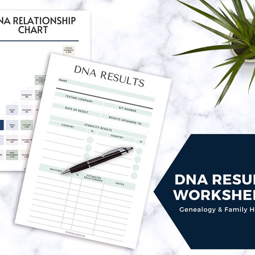 DNA Results Worksheet DNA Relationship Chart Family - Etsy