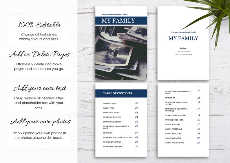 Our Family Book Template | MS Word | Instant Printable Download ...